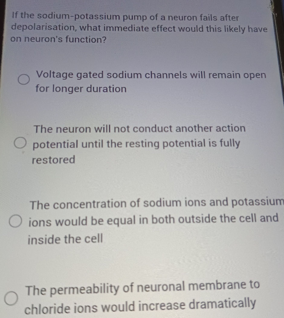 If the sodium-potassium pump of a neuron | StudyX