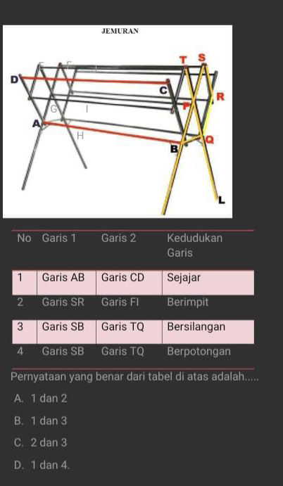 No | Garis 1 | Garis 2 | Kedudukan Garis | StudyX
