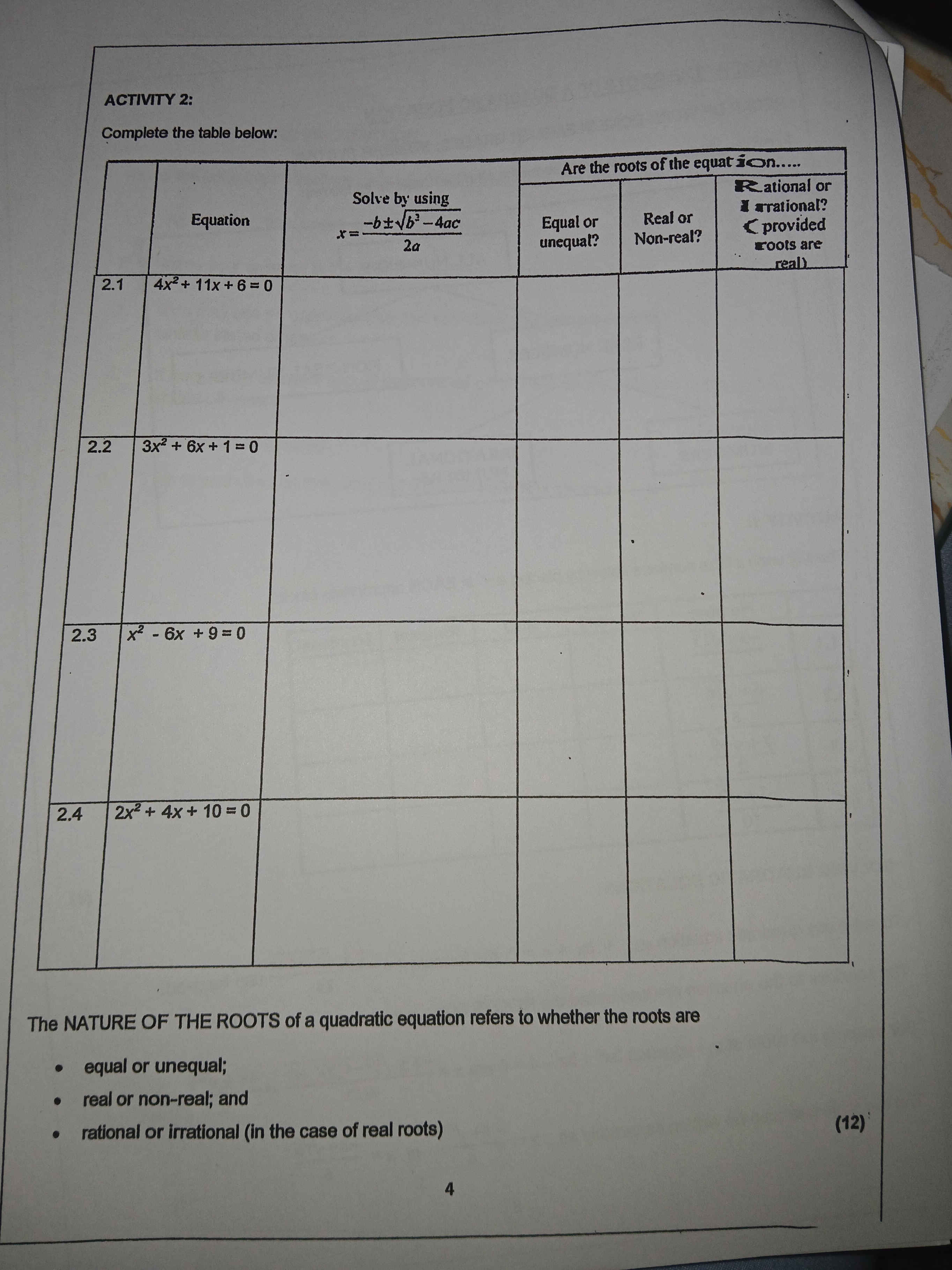 ACTIVITY 2: Complete the table below: | | StudyX