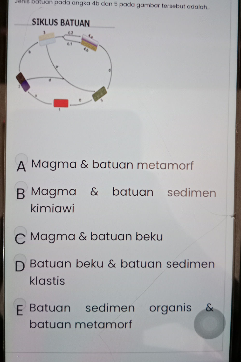 Jenis batuan pada angka 4b dan 5 pada gambar | StudyX