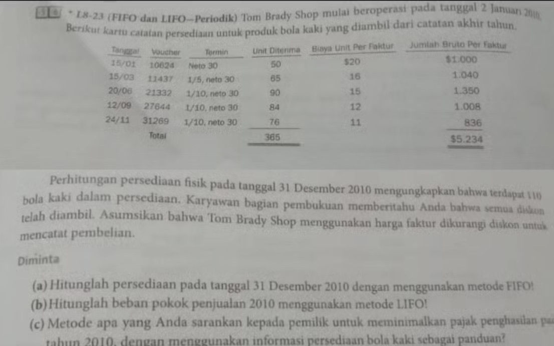 L8-23 (FIFO dan LIFO-Periodik) Tom Brady | StudyX