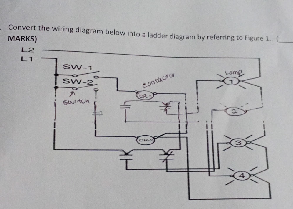 Convert the wiring diagram below into a | StudyX