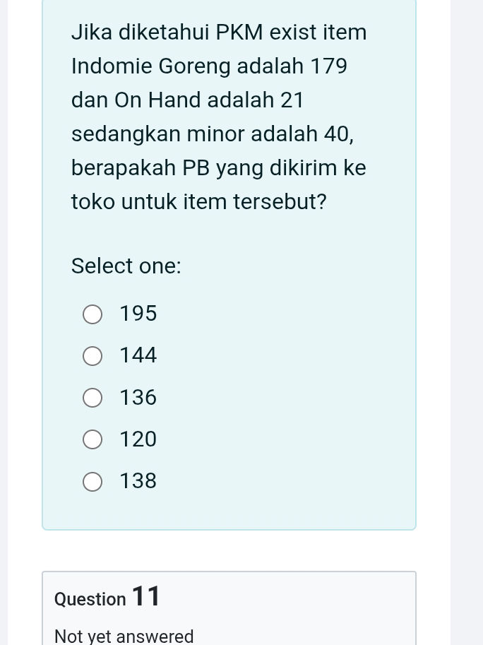 Jika diketahui PKM exist item Indomie Goreng | StudyX