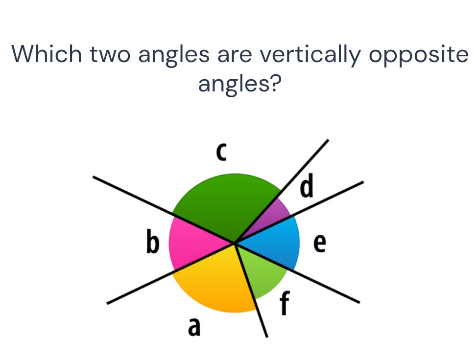 Which two angles are vertically opposite | StudyX