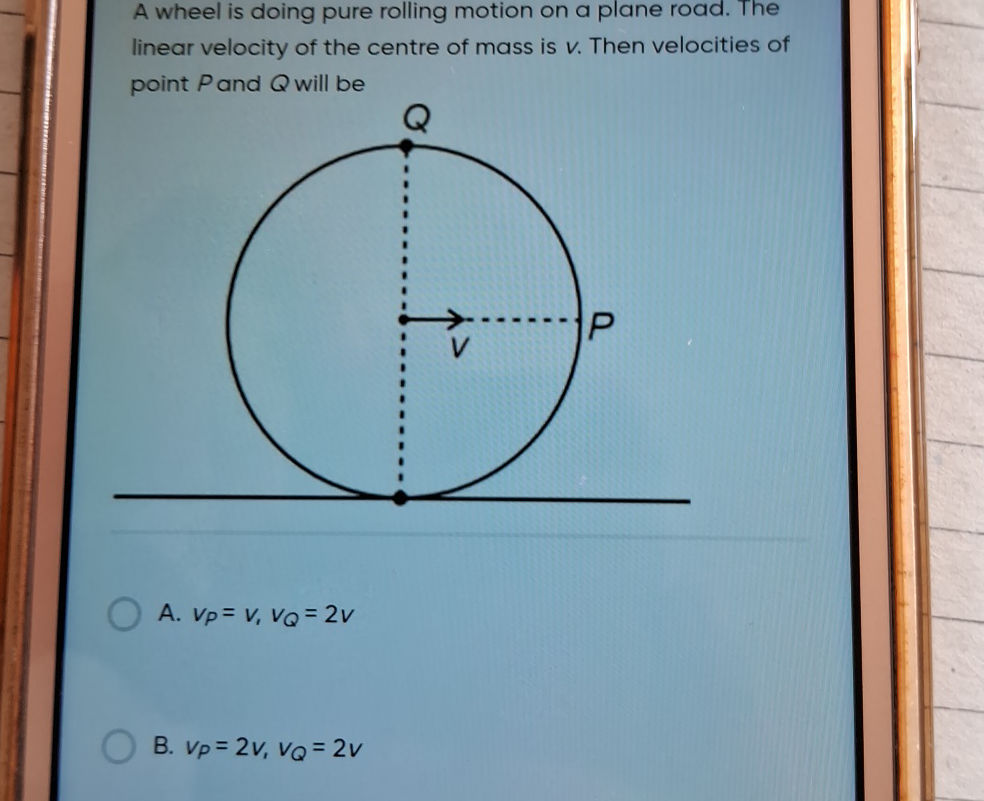 A wheel is doing pure rolling motion on a