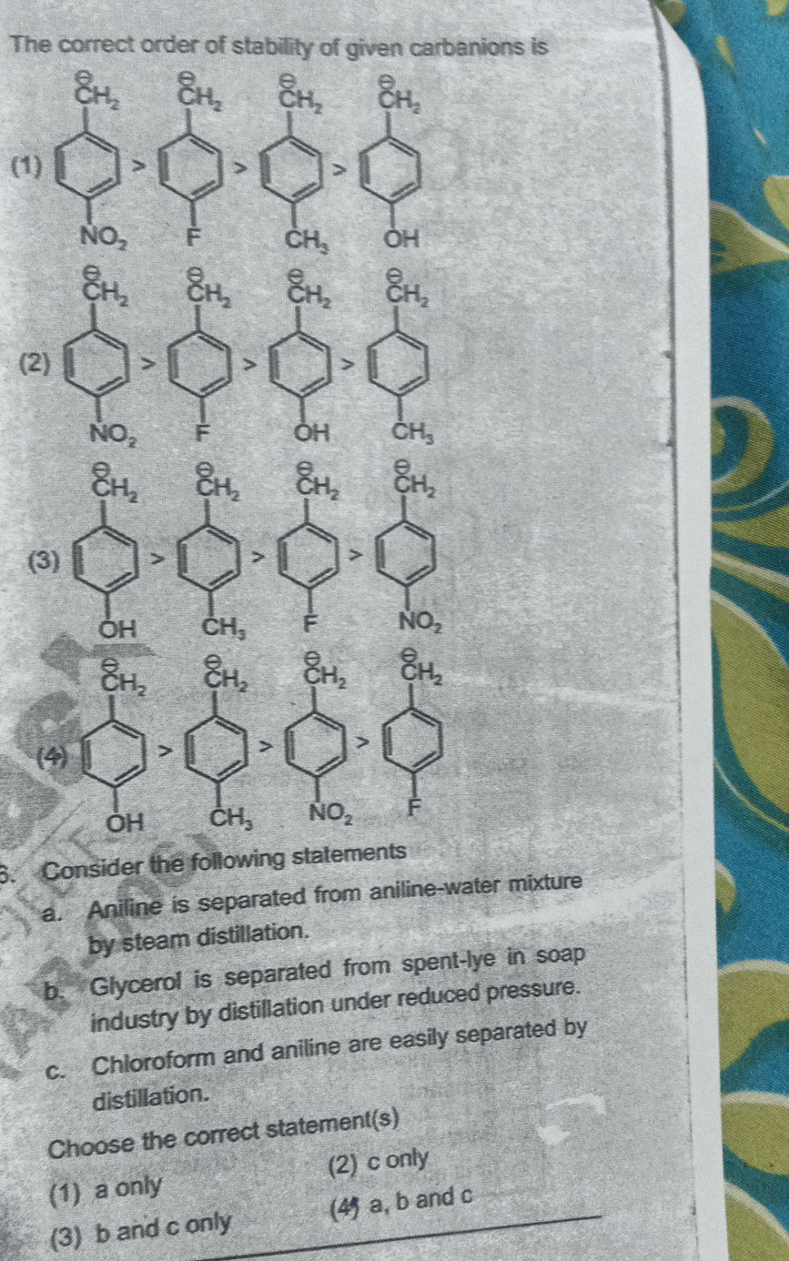 The correct order of stability of given | StudyX