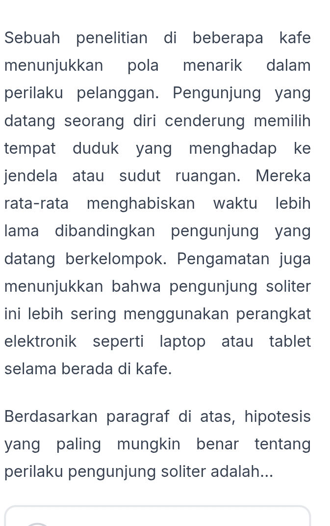 Sebuah penelitian di beberapa kafe