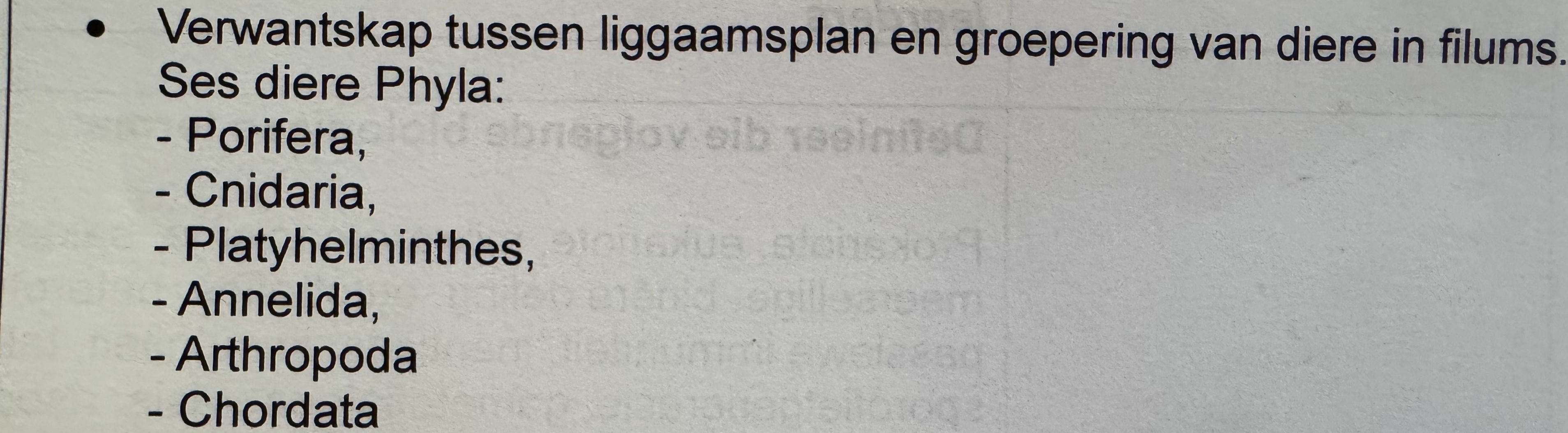 Verwantskap tussen liggaamsplan en | StudyX