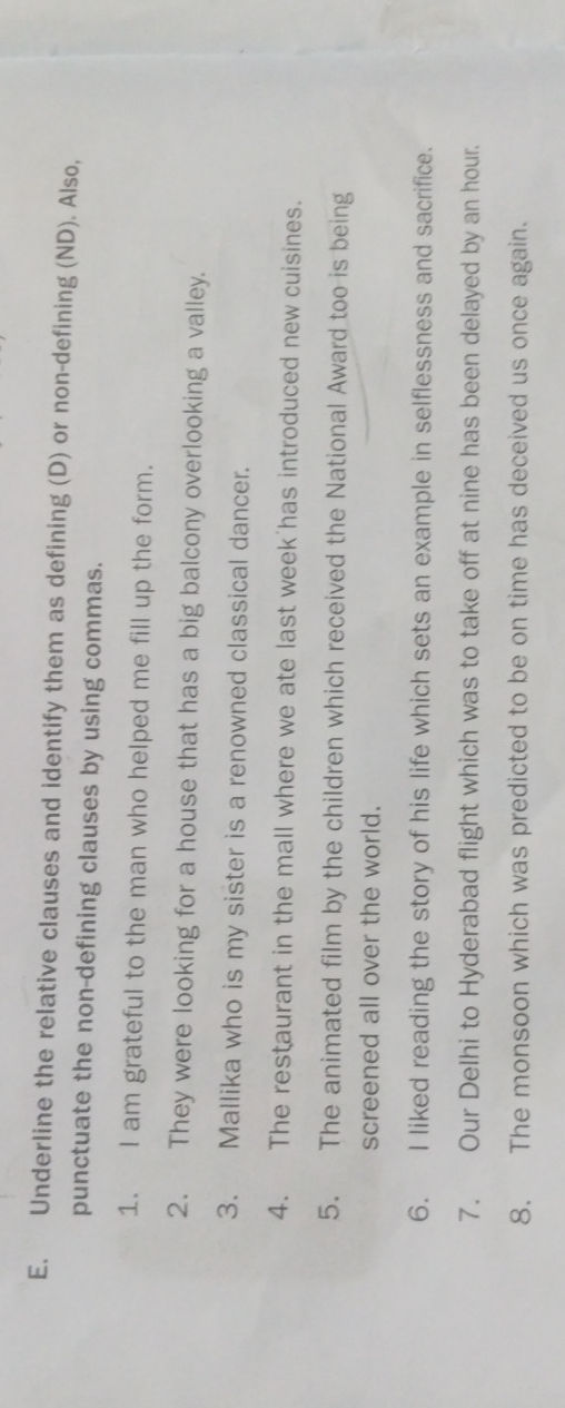 E. Underline the relative clauses and | StudyX