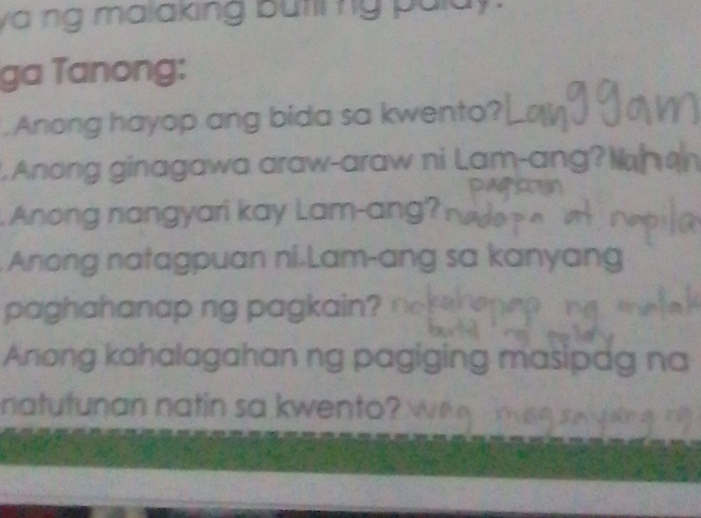 Mga Tanong: 1. Anong hayop ang bida sa | StudyX