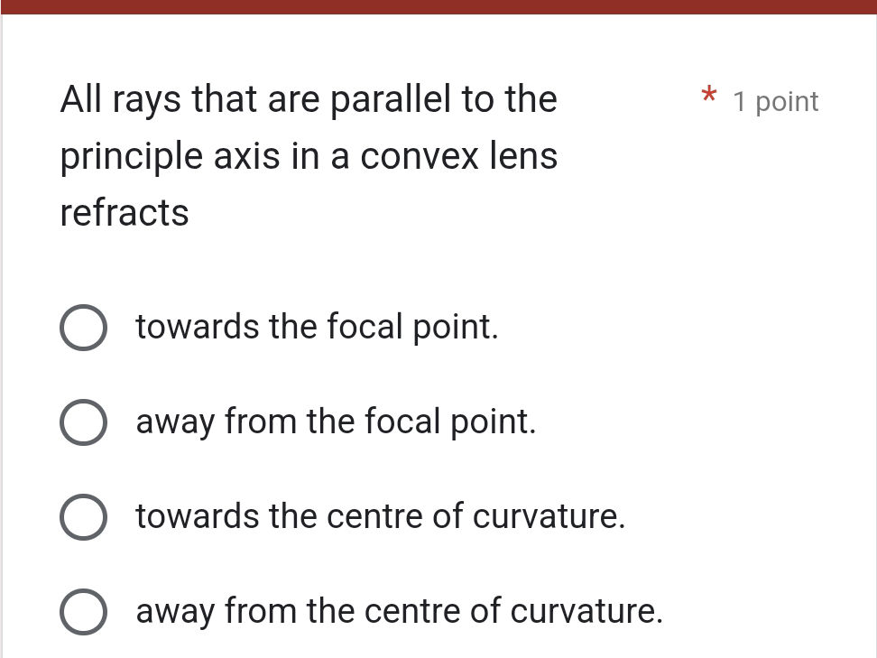All rays that are parallel to the principle | StudyX