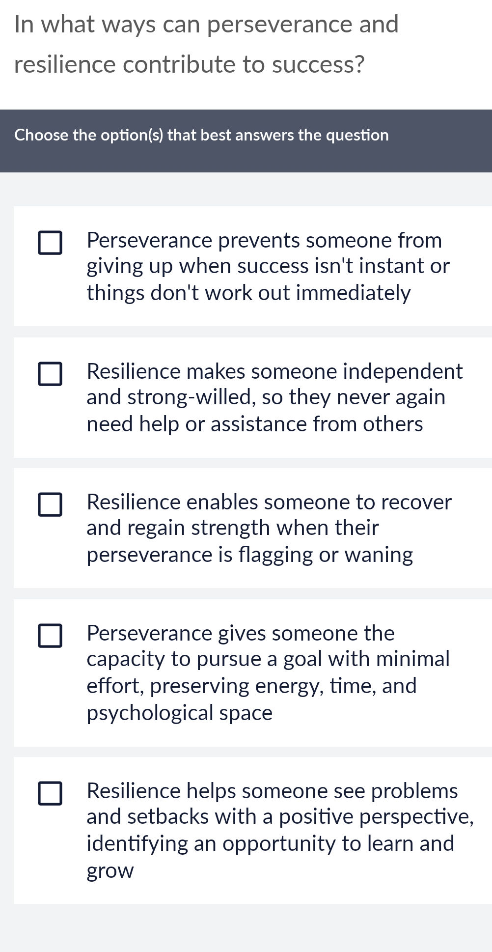 In what ways can perseverance and resilience | StudyX