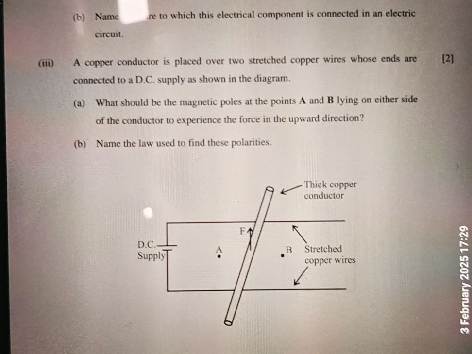 (b) Name re to which this electrical | StudyX