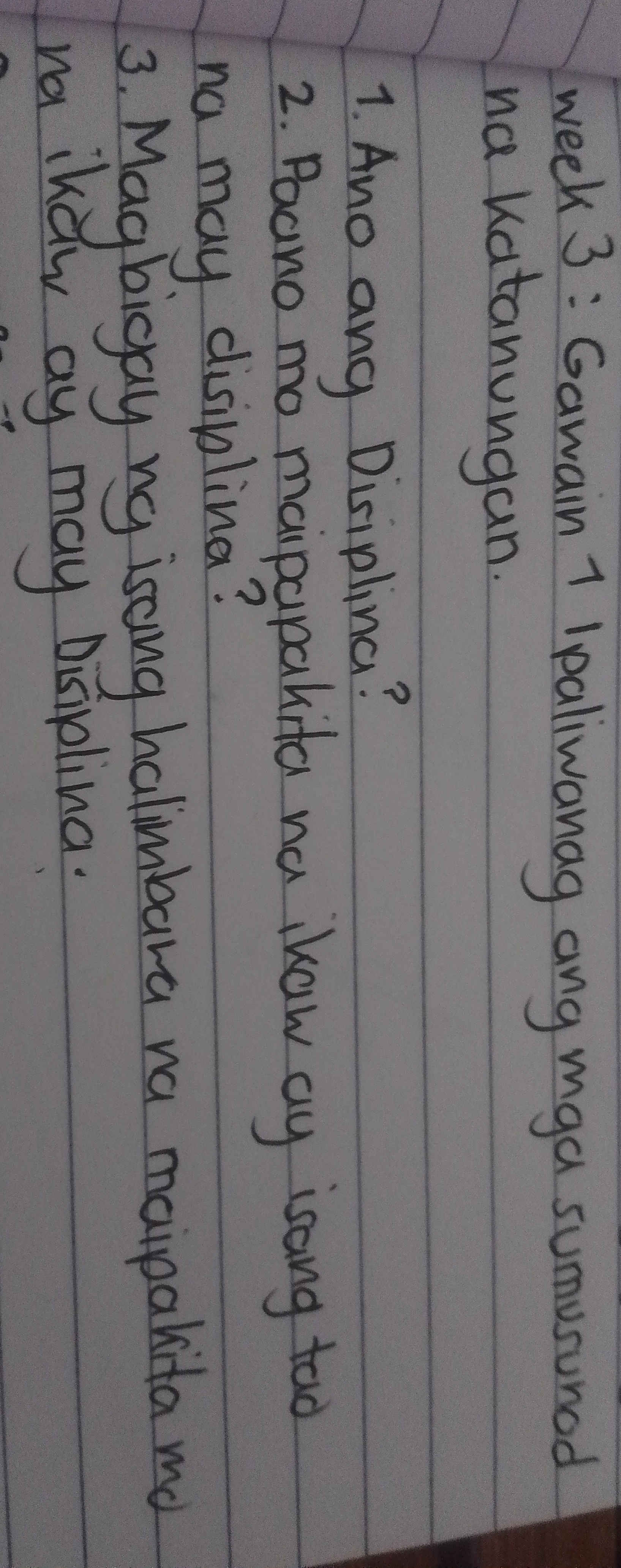 week 3 : Gawain 1 Ipaliwanag ang mga | StudyX