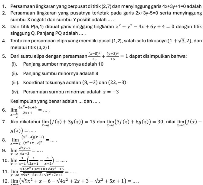 1. Persamaan lingkaran yang berpusat di | StudyX
