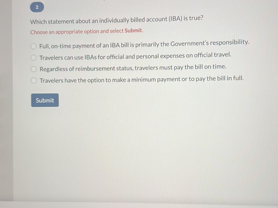 Which statement about an individually billed | StudyX