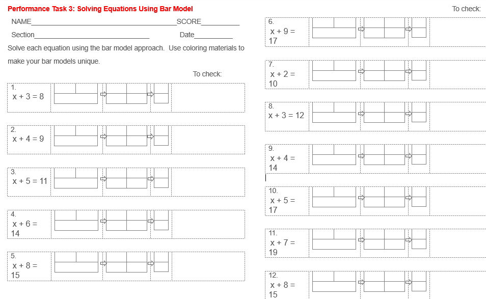 Solve each equation using the bar model | StudyX