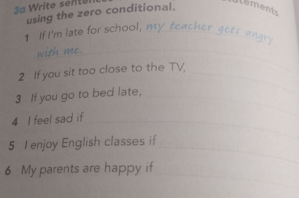 3a Write sentences using the zero | StudyX