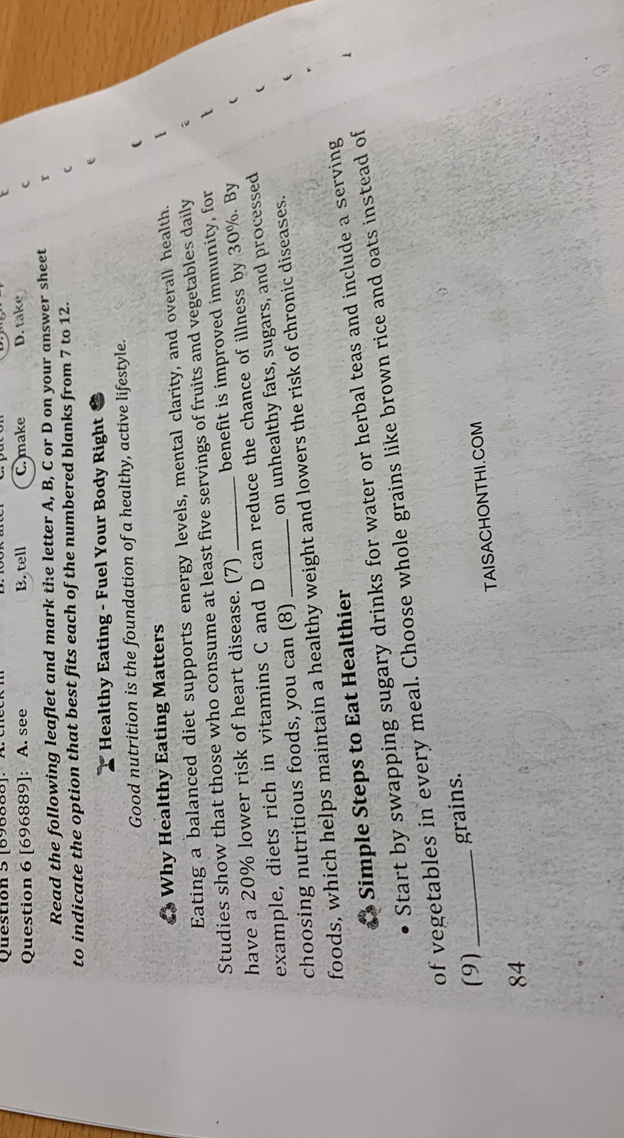 Question 6 [696889]: A. see B. tell C. make | StudyX