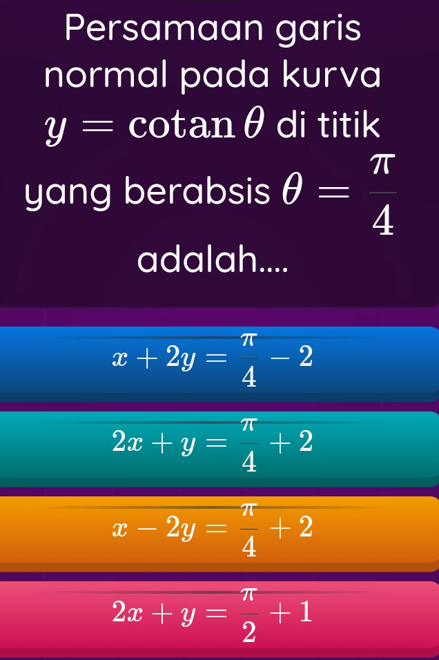 Persamaan garis normal pada kurva $y = $ | StudyX
