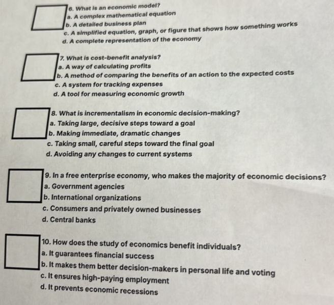 6. What is an economic model? a. A complex | StudyX
