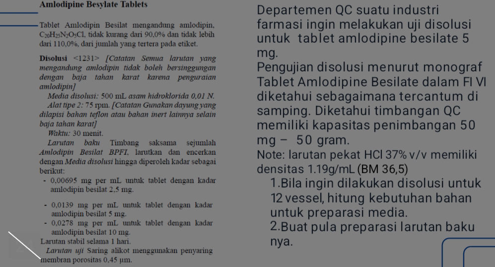 Departemen QC suatu industri farmasi ingin | StudyX
