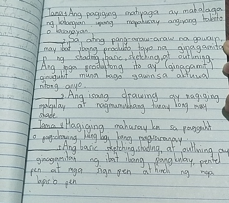 Tama 1. Ang pagiging matiyaga ay mahalaga ng | StudyX