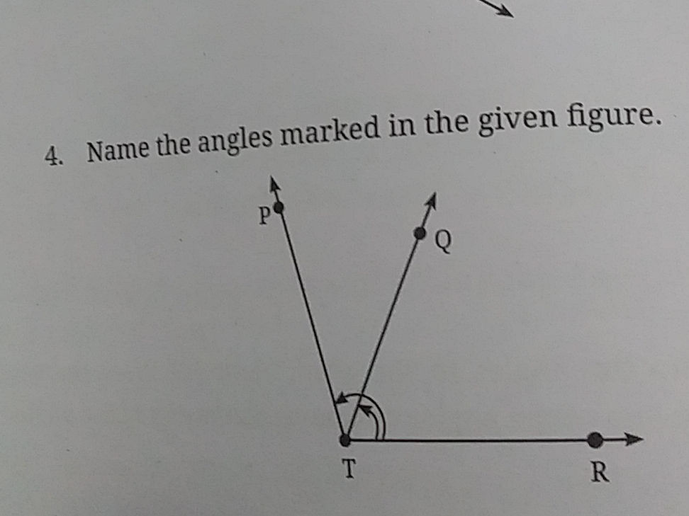 4. Name the angles marked in the given | StudyX
