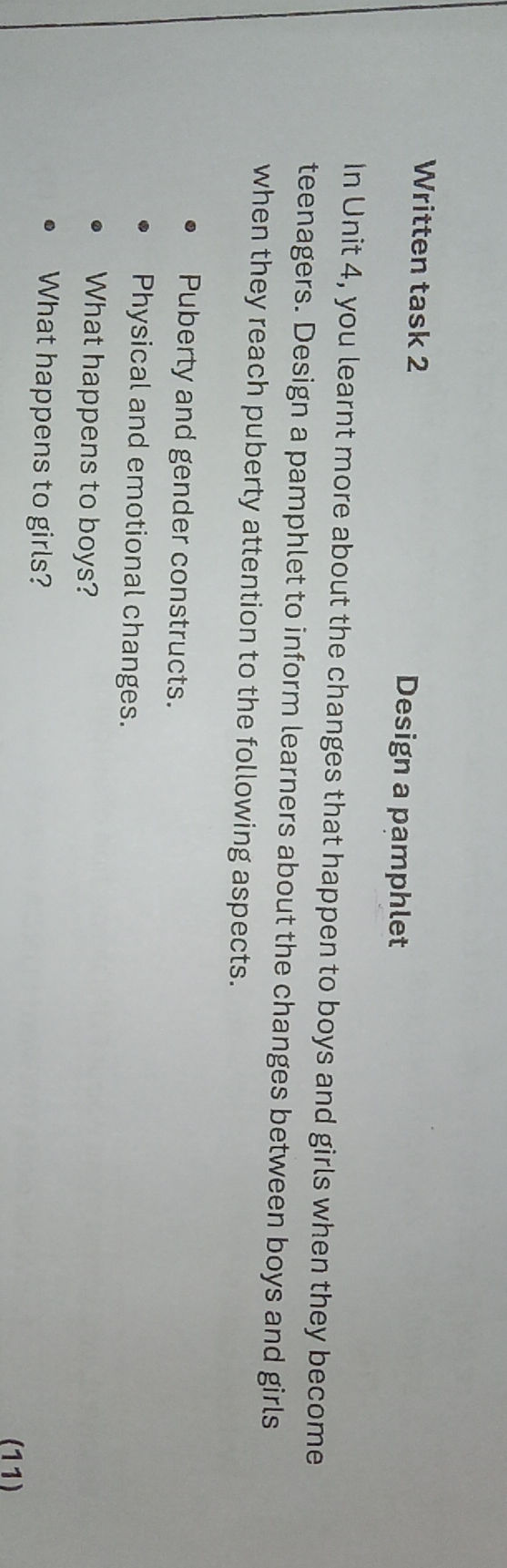 Written task 2 Design a pamphlet In Unit 4, | StudyX