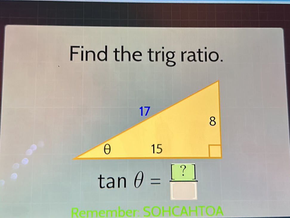 Find the trig ratio tan θ | StudyX