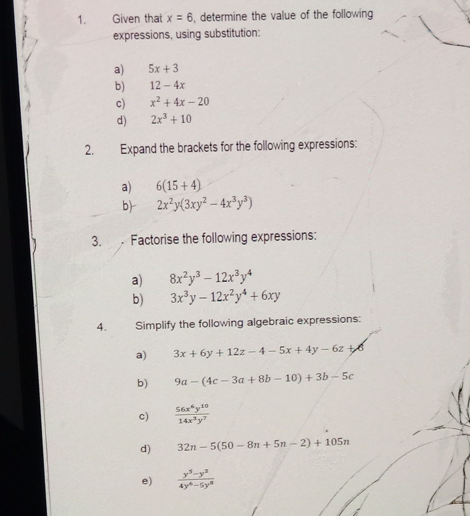 1. Given that x = 6, determine the value of | StudyX