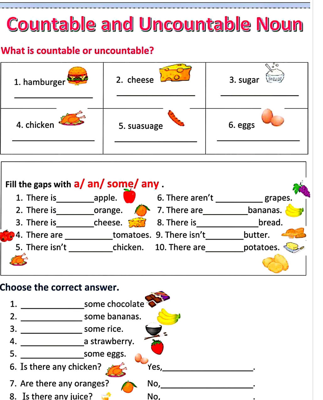 What is countable or uncountable? 1. | StudyX