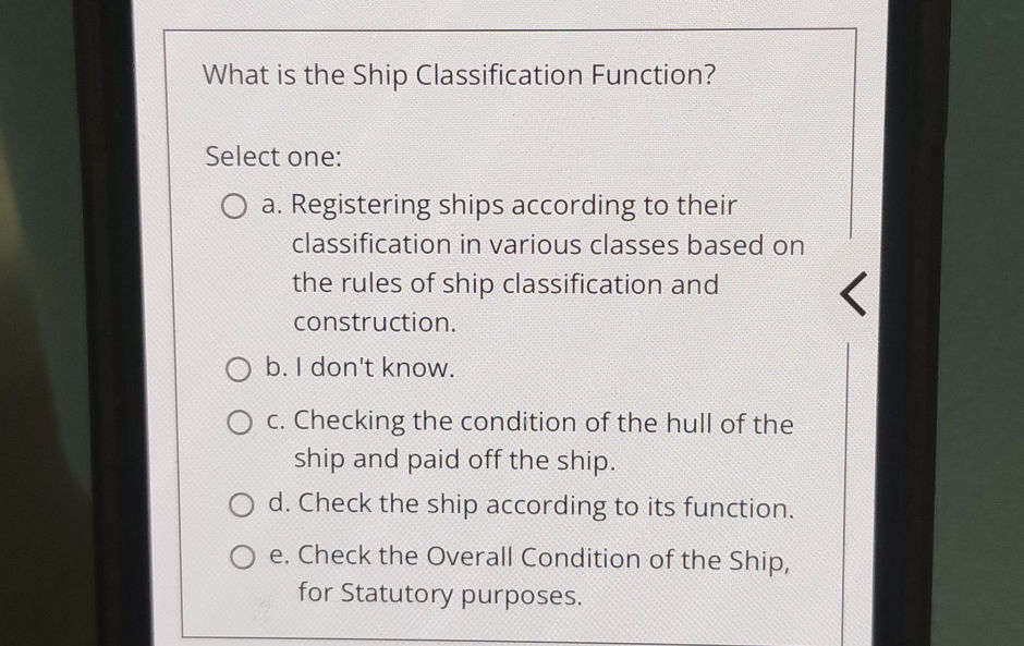 What is the Ship Classification Function? | StudyX