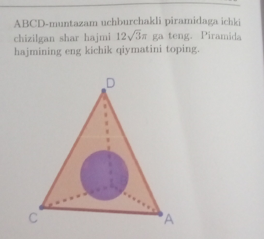ABCD-muntazam uchburchakli piramidaga ichki