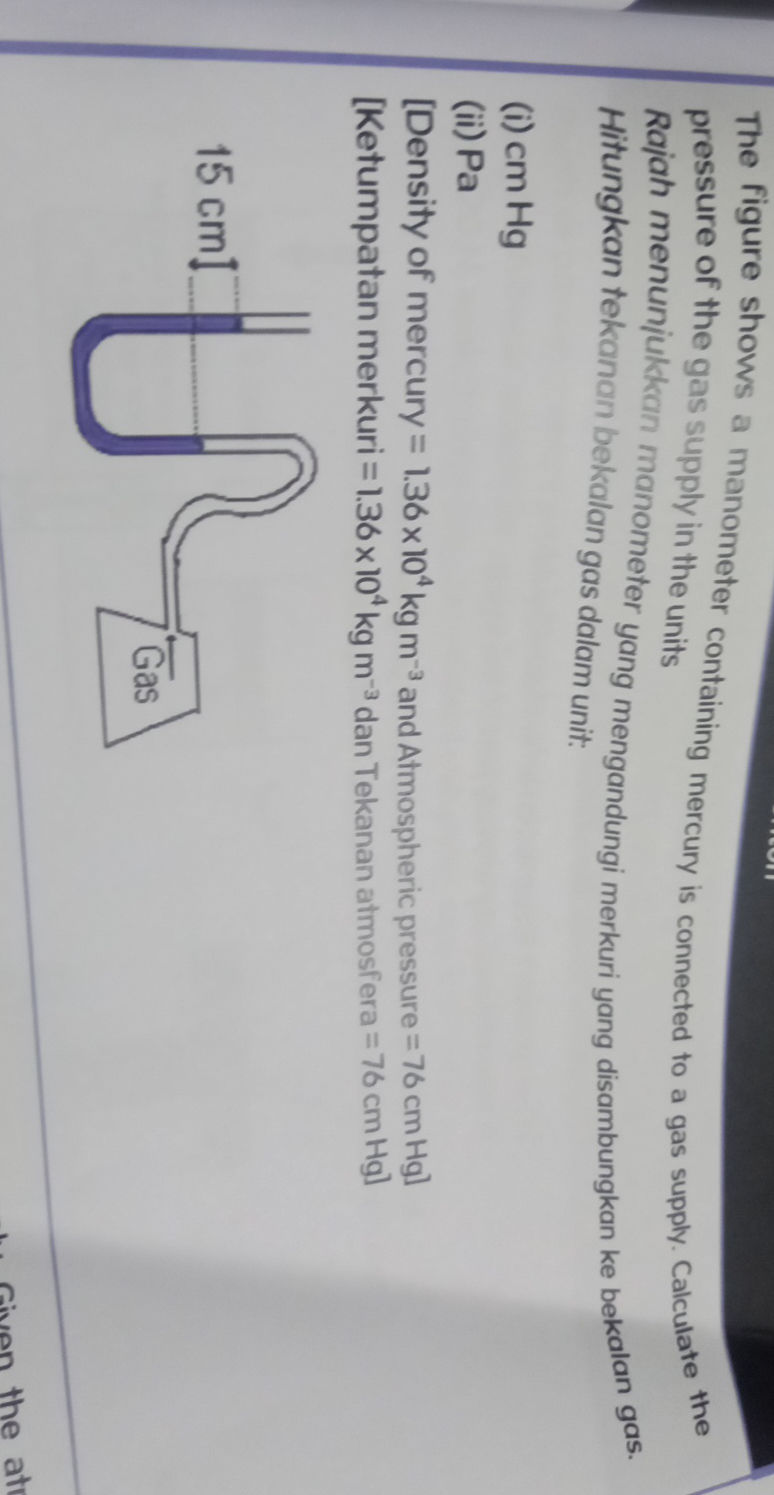 The Figure shows a manometer containing | StudyX