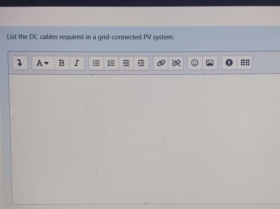 List the DC cables required in a | StudyX