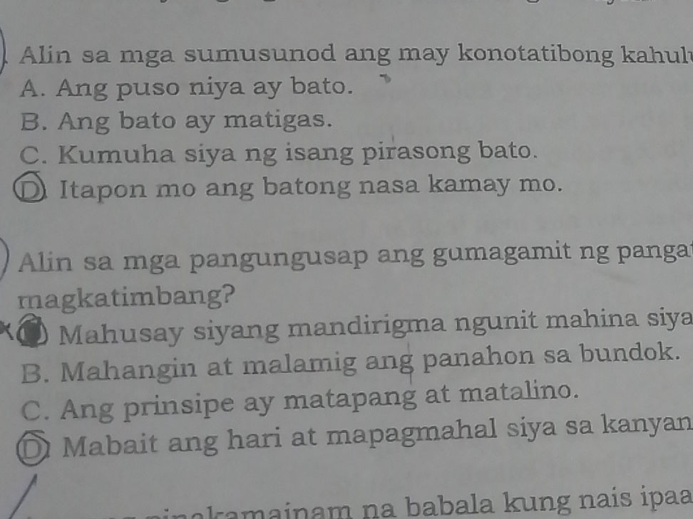 Alin sa mga sumusunod ang may konotatibong | StudyX