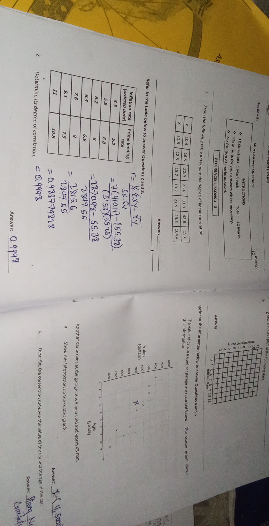 1. From the following table determine the | StudyX