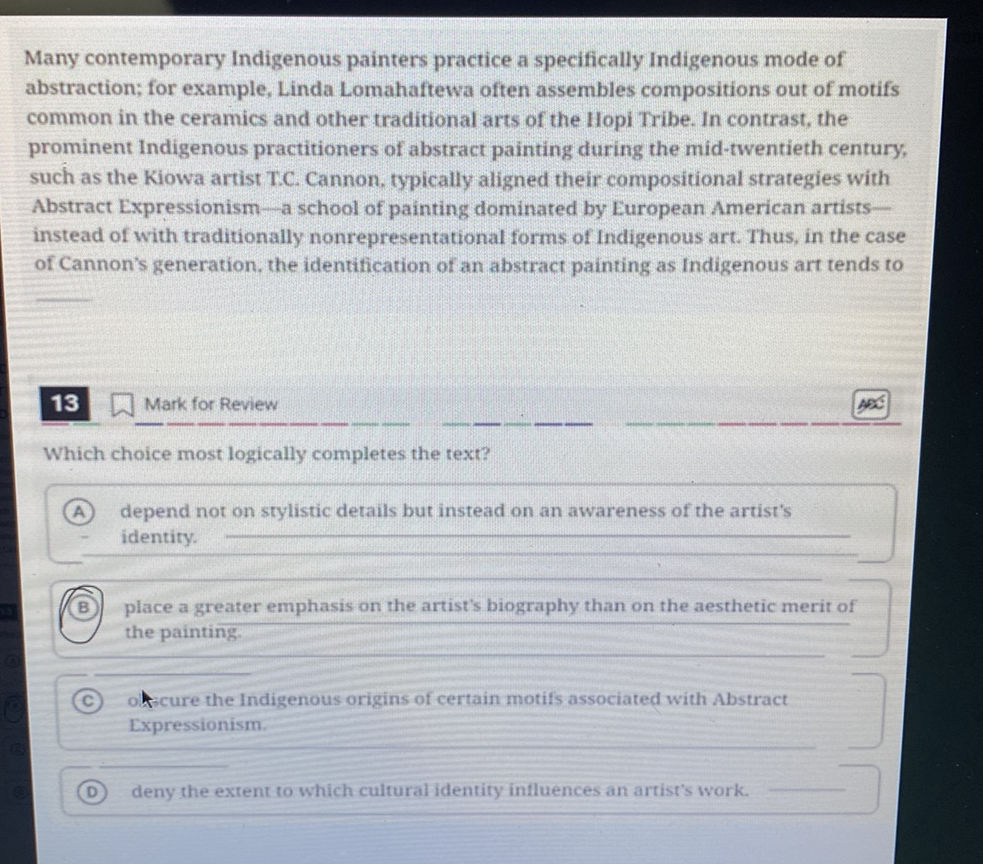 Which choice most logically completes the | StudyX