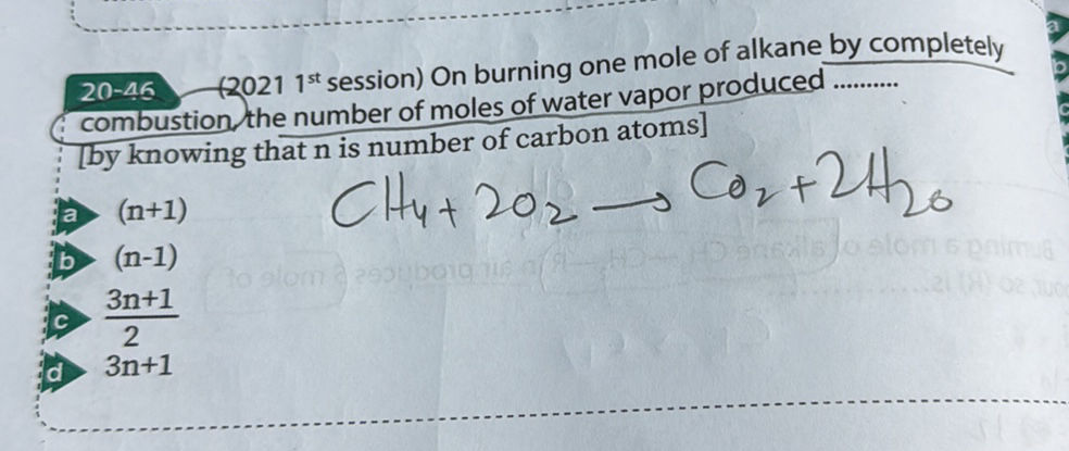 On burning one mole of alkane by completely | StudyX