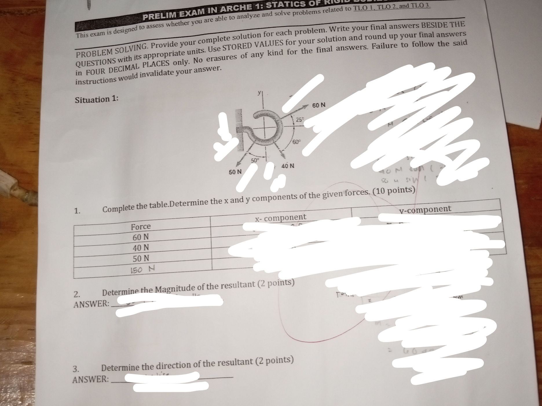 Situation 1: Complete the table. Determine | StudyX