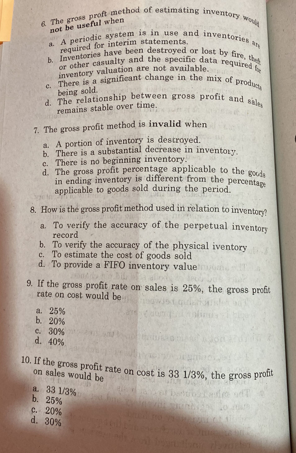 6. The gross proft method of estimating | StudyX
