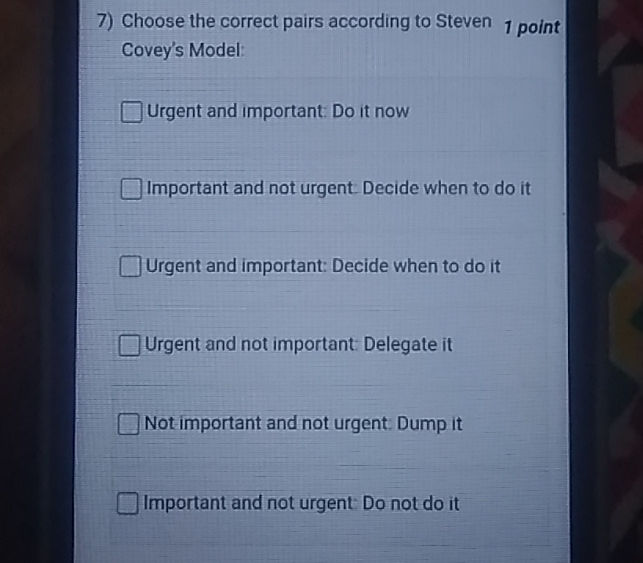 7) Choose the correct pairs according to | StudyX