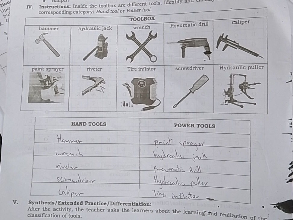 IV. Instructions: Inside the toolbox are | StudyX