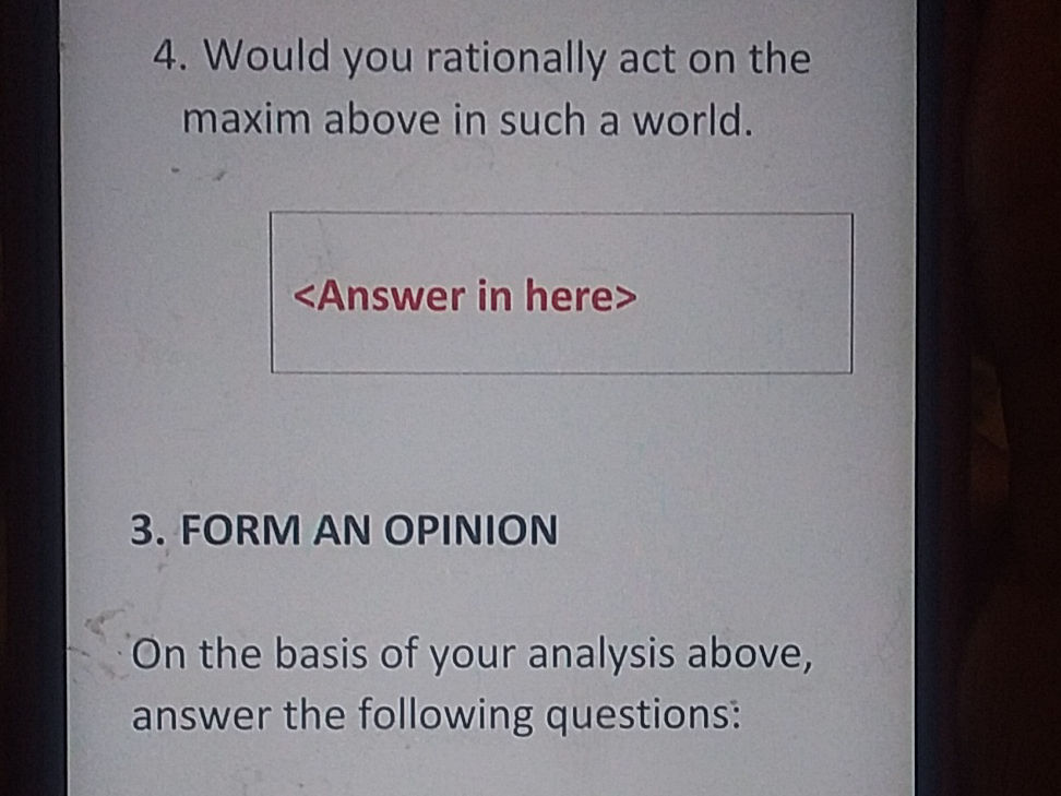 4. Would you rationally act on the maxim | StudyX