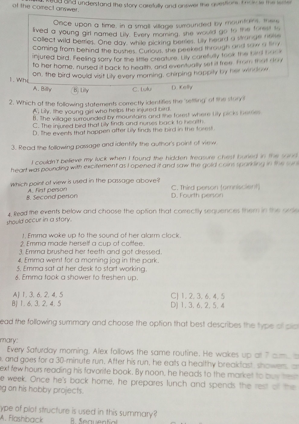 1. Who A. Billy B. Lily C. Lulu D. Kelly | StudyX