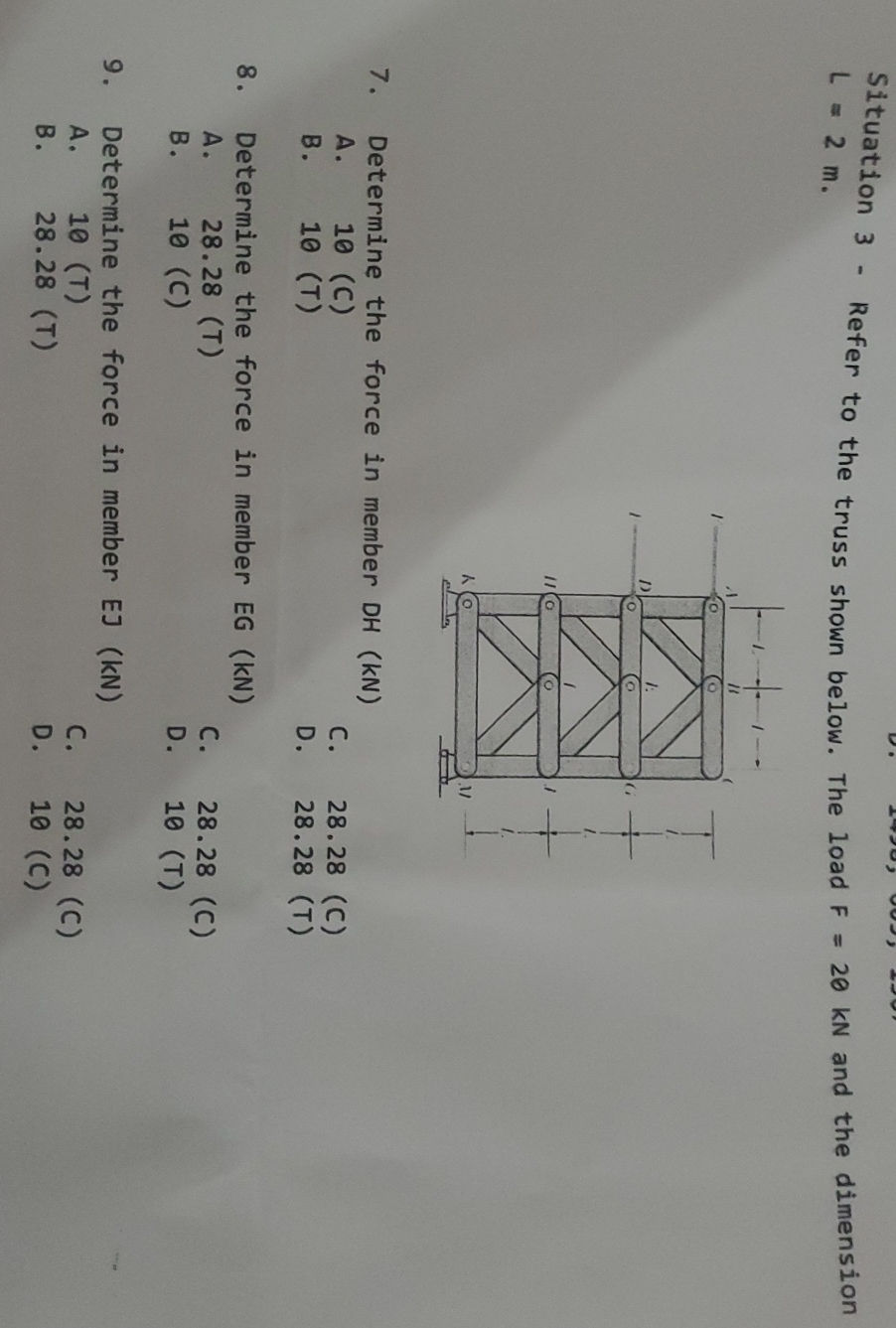 Situation 3 - Refer to the truss shown | StudyX