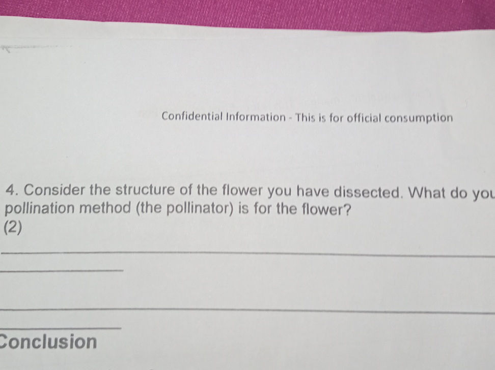 4. Consider the structure of the flower you | StudyX