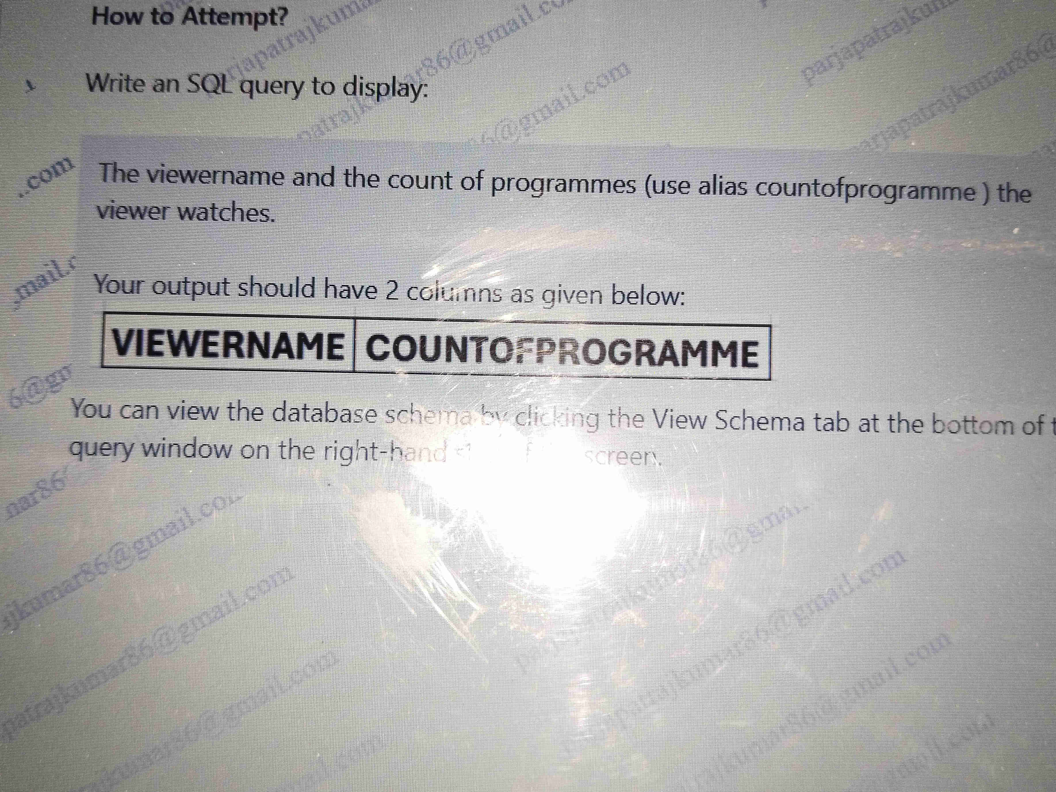 Write an SQL query to display: The | StudyX