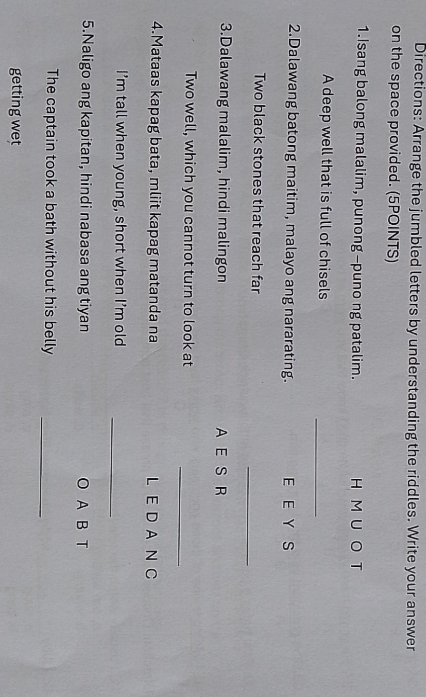 Directions: Arrange the jumbled letters by | StudyX